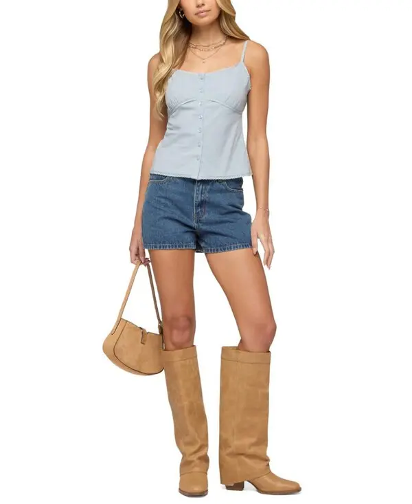 EDIKTED Milena High Rise Denim Shorts