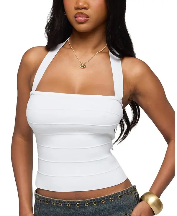EDIKTED Bandage Halter Top - White