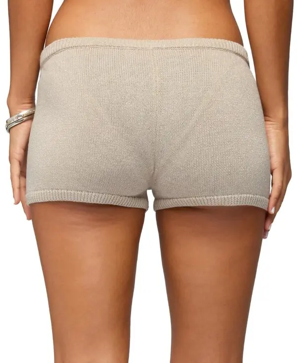 EDIKTED Iridescent Knit Shorts With Button Detailing