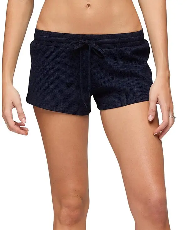 EDIKTED Baila Waffle Shorts - Navy