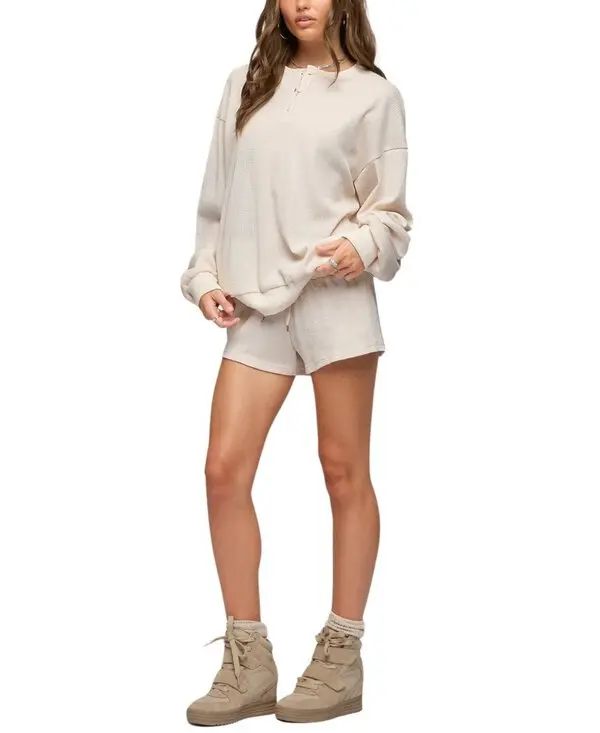 EDIKTED Baila Waffle Shorts - Stone