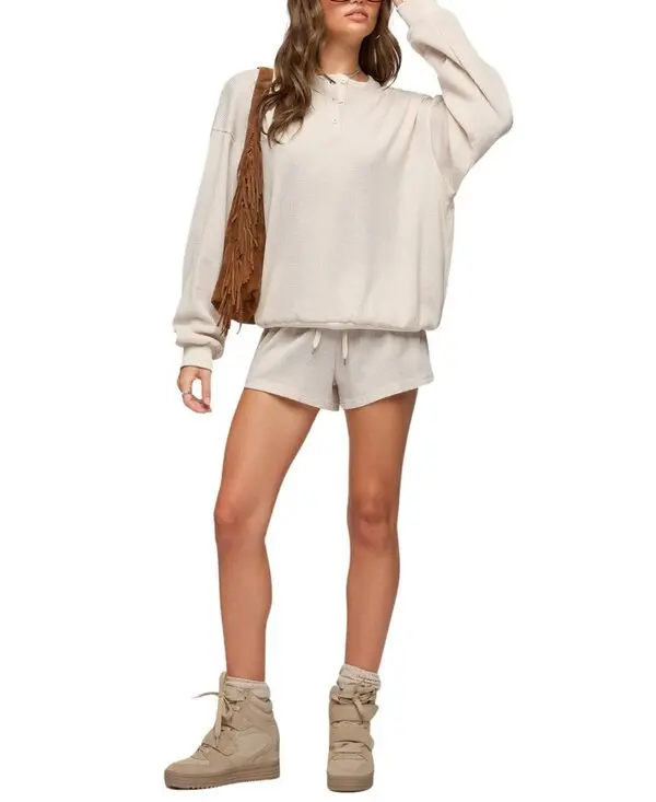 EDIKTED Baila Waffle Shorts - Stone