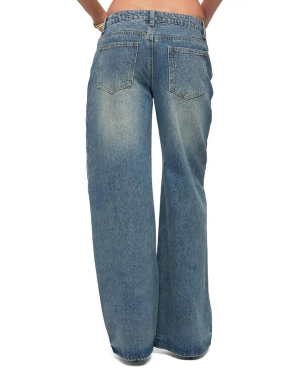 EDIKTED Moxlan Slanted Button Low Rise Baggy Jeans