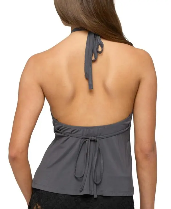 EDIKTED Halter Neck Crisscross Front Tie Top