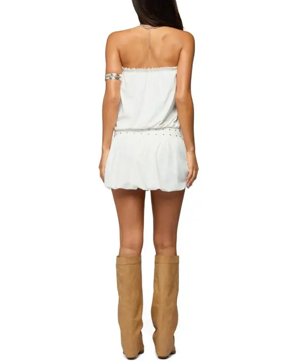 EDIKTED Strapless Embellished Bubble Mini Dress