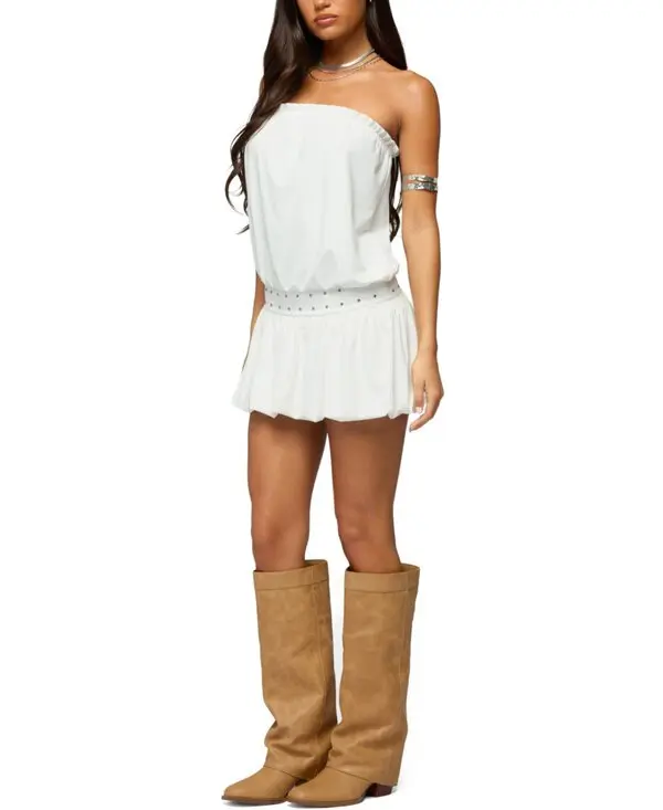 EDIKTED Strapless Embellished Bubble Mini Dress