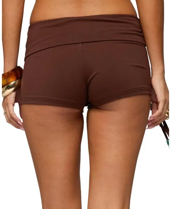 EDIKTED Ruched Bead Foldover Shorts