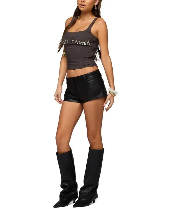 EDIKTED Libbie Iridescent Button Corset Top