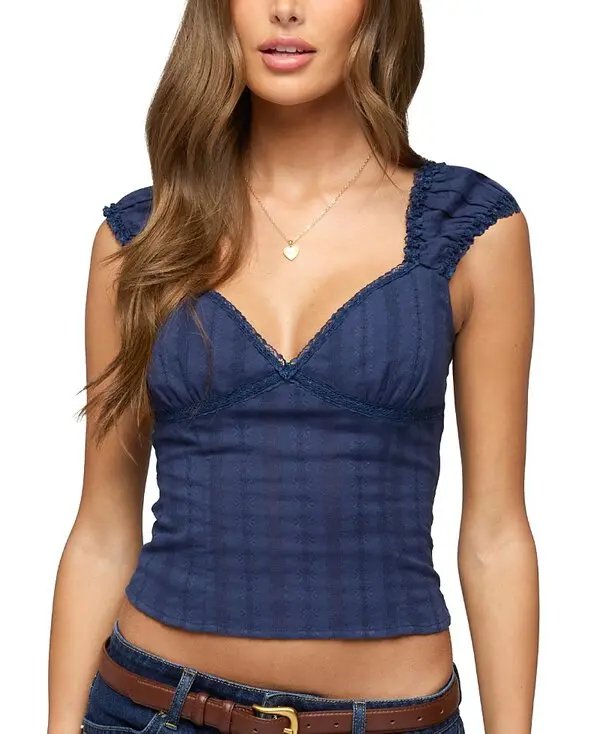 EDIKTED Katerine Embroidered Cotton Top