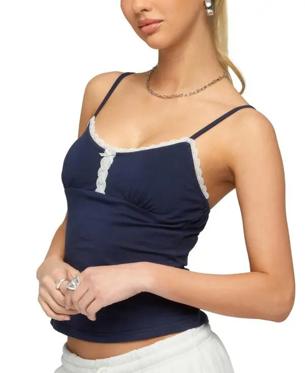 EDIKTED Olezka Contrast Lacey Tank Top
