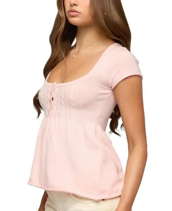 EDIKTED Cable Knit Babydoll Top