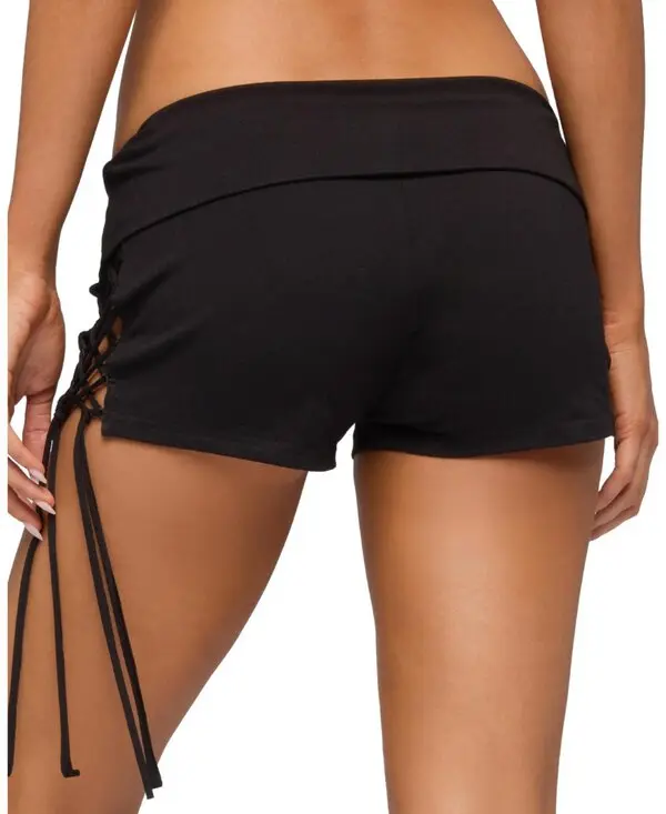 EDIKTED Saffyre Lace Up Foldover Shorts