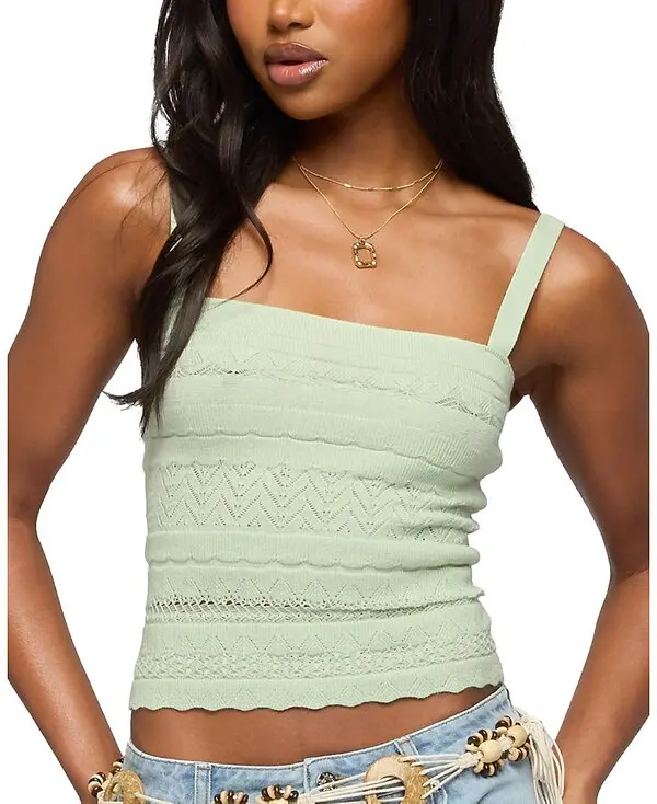 EDIKTED Naia Pointelle Knit Tank Top