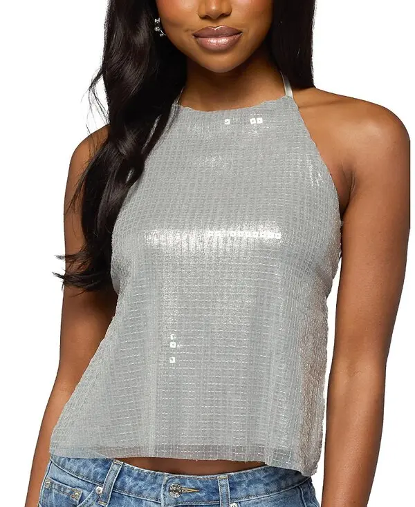 EDIKTED Itara Sequin Halter Top