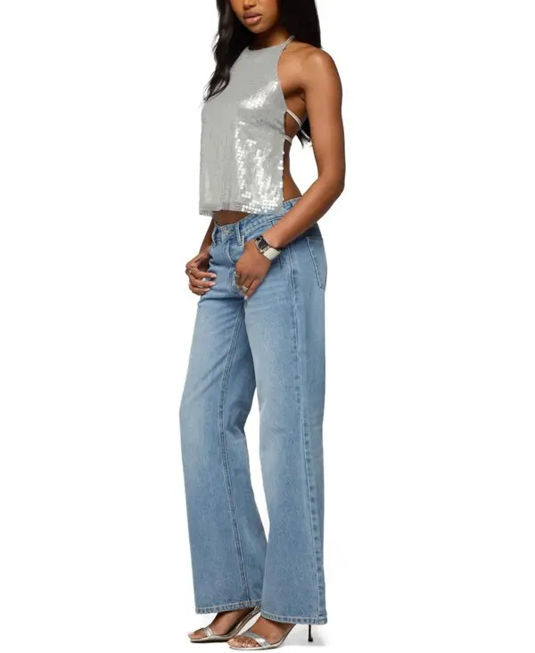 EDIKTED Itara Sequin Halter Top