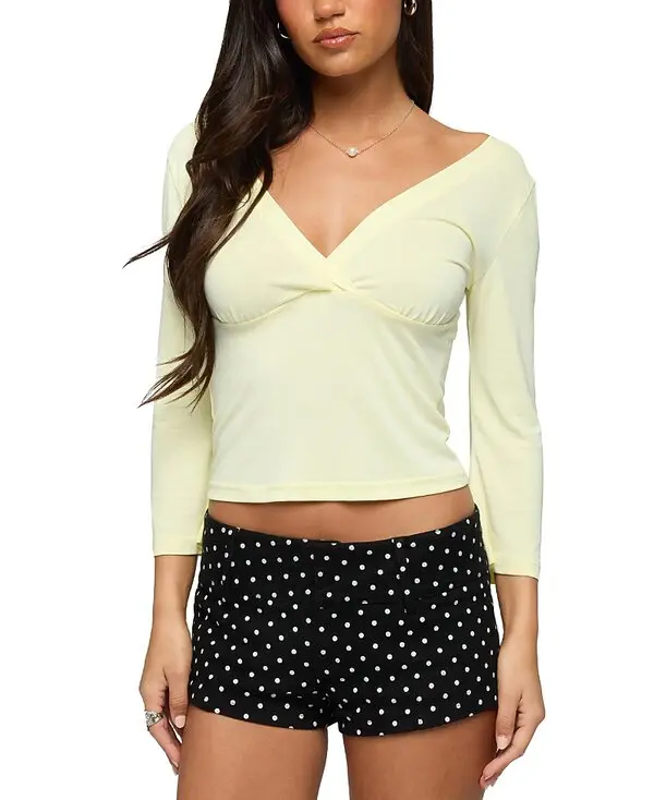 EDIKTED Mar V-neck Quarter Sleeve Top