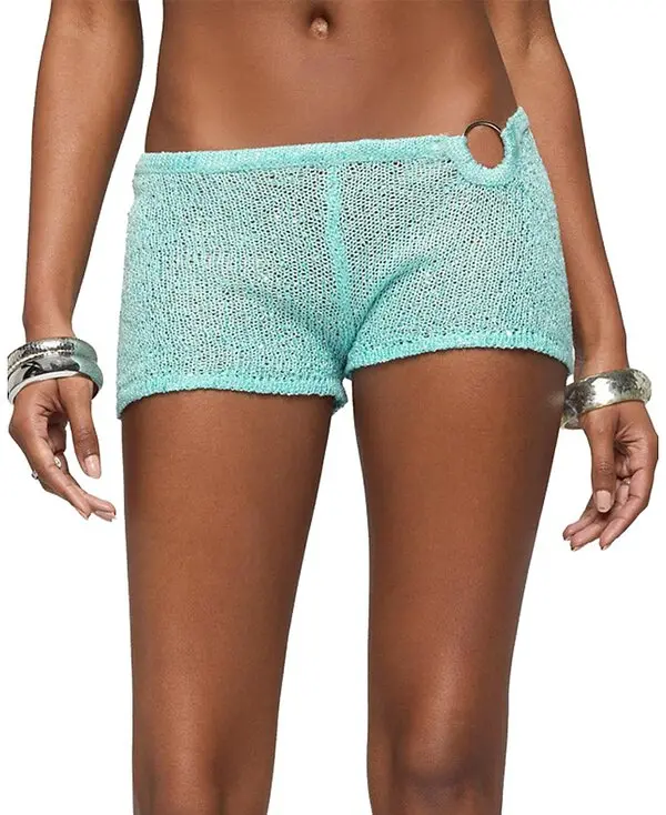 EDIKTED Sequin Knit Micro Shorts