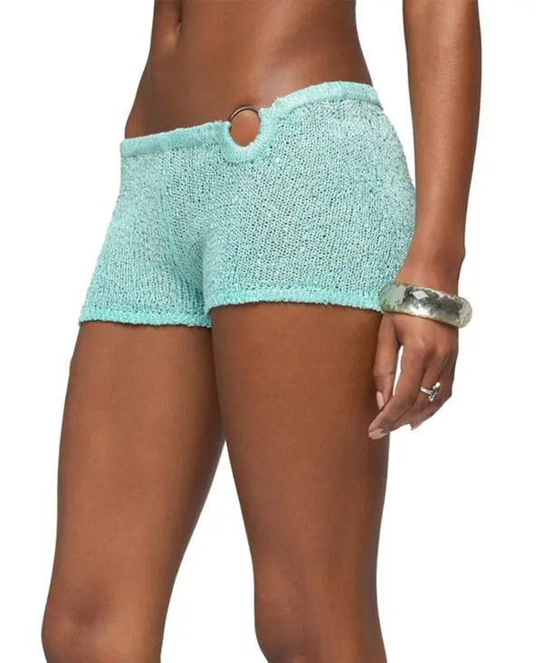 EDIKTED Sequin Knit Micro Shorts