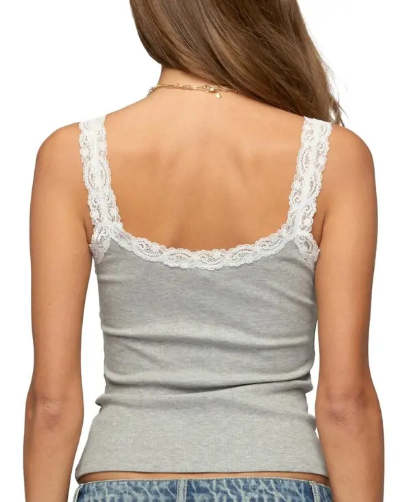 EDIKTED Contrast Lacey Henley Tank Top