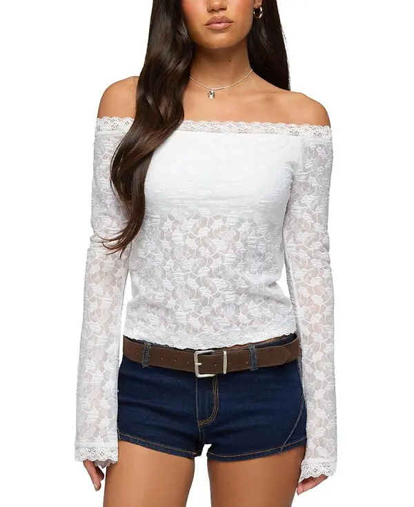 EDIKTED Off-shoulder Lace Top