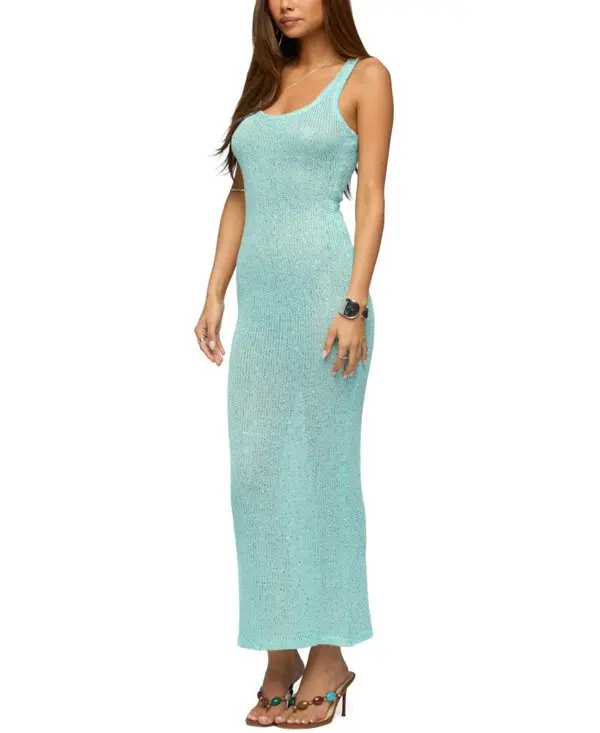EDIKTED Abby Sequin Sheer Knit Maxi Dress