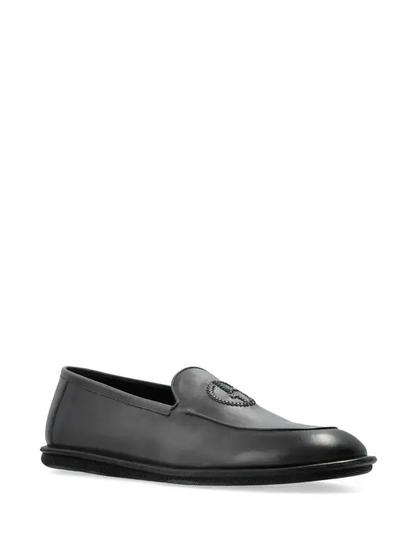 Giorgio Armani Logo-embroidered Leather Loafers