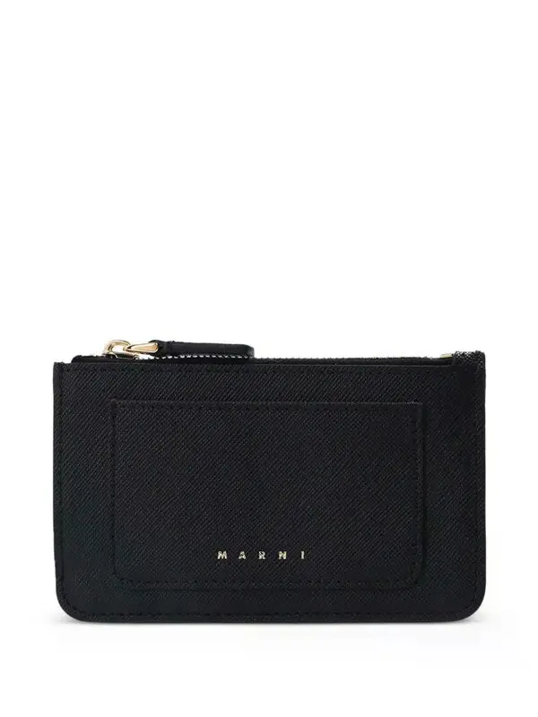 Marni Logo-print Zipped Card Holder - Black