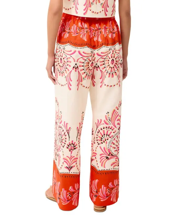 MARIE OLIVER Bennett Printed Linen-cotton Blend Wide Leg Pants