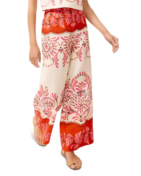 MARIE OLIVER Bennett Printed Linen-cotton Blend Wide Leg Pants