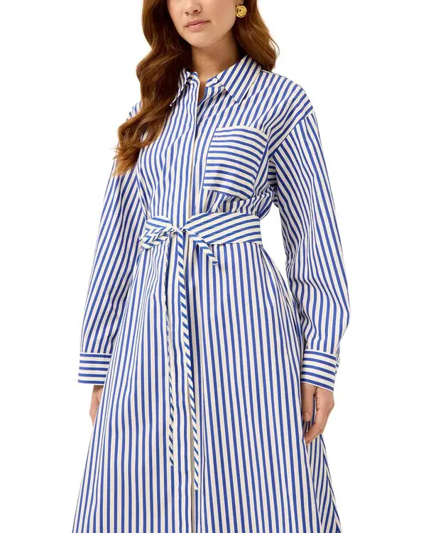 MARIE OLIVER Quindra Striped Maxi Shirt Dress
