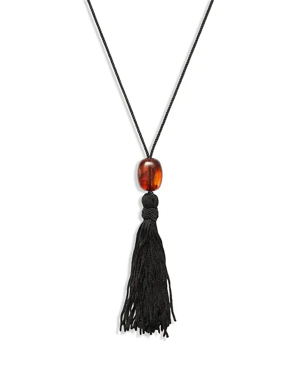 Aqua Tasseled Cord Necklace - No Color