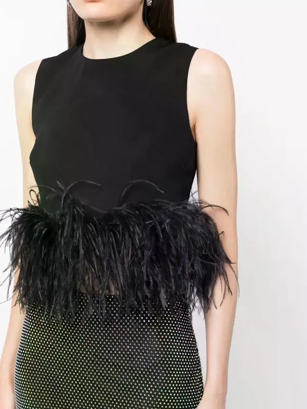 16Arlington Hoku Feather-detailing Cropped Top