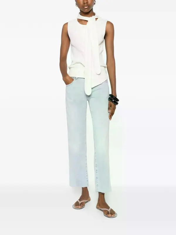 7 For All Mankind Calie Raw-cut Straight-leg Jeans