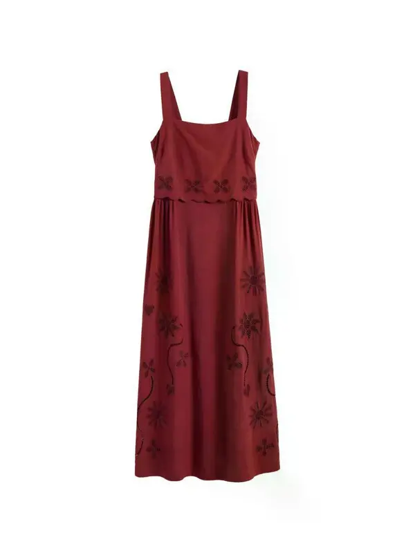 Chinti & Parker Sienna Broderie Midi Dress - Red