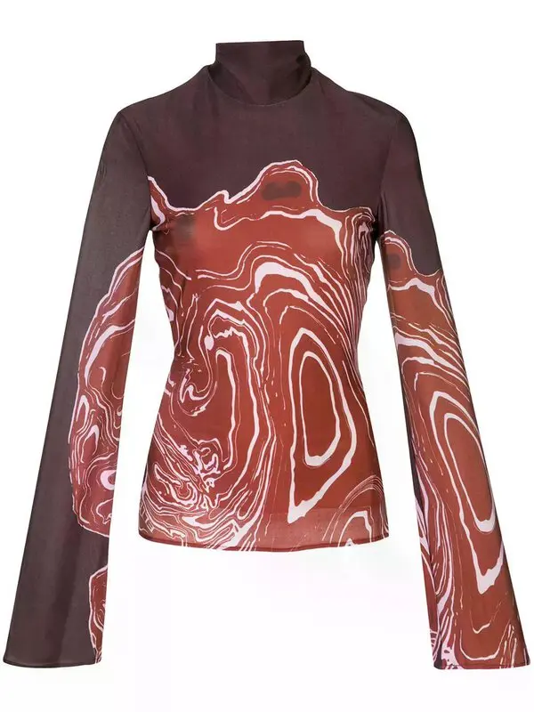 ELLERY Abstract-print Roll-neck Top - Purple
