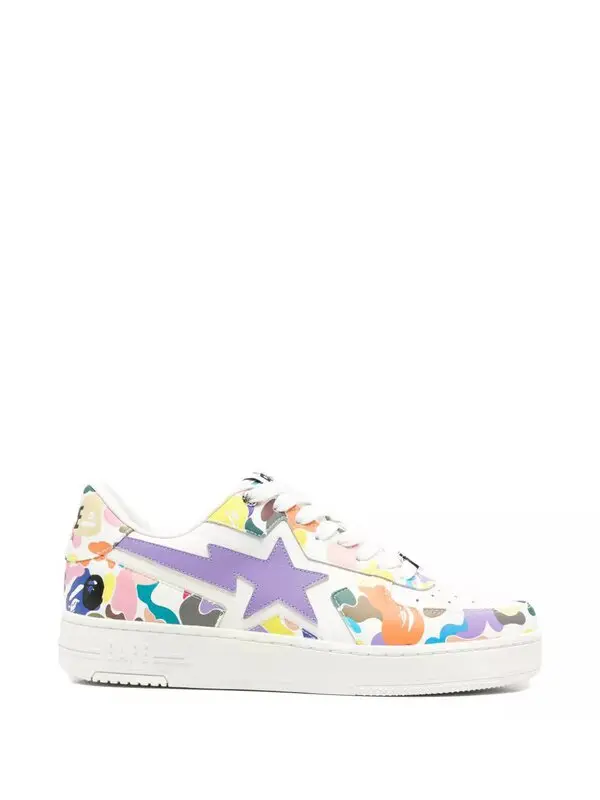 A BATHING APE Camo Print Lace-up Sneakers - White