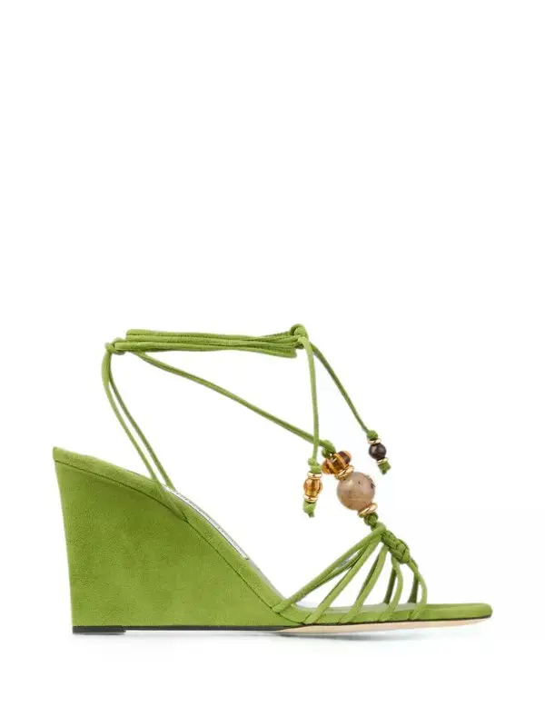 JIMMY CHOO Lova Wedge 85 Sandals - Green