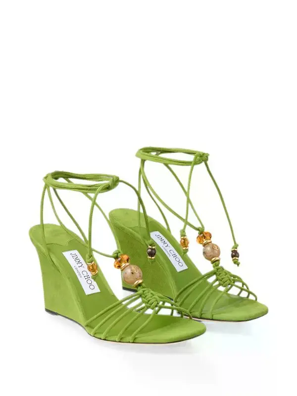 JIMMY CHOO Lova Wedge 85 Sandals - Green