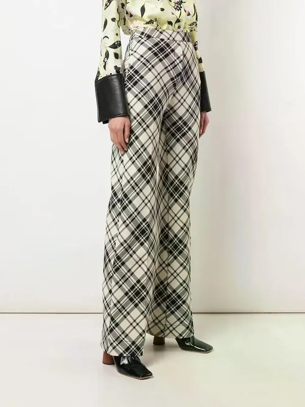 ELLERY Flared Plaid Trousers