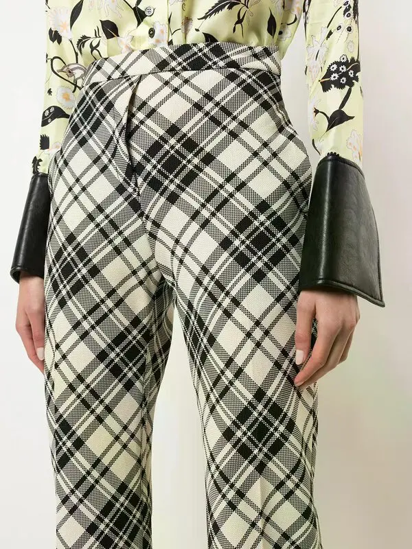 ELLERY Flared Plaid Trousers
