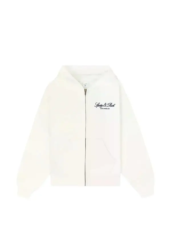 SPORTY & RICH Logo-print Zip-up Hoodie - Neutrals