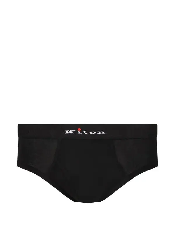 Kiton Logo-waistband Briefs - Black