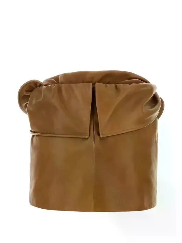 Magda Butrym Draped Leather Mini Skirt - Brown