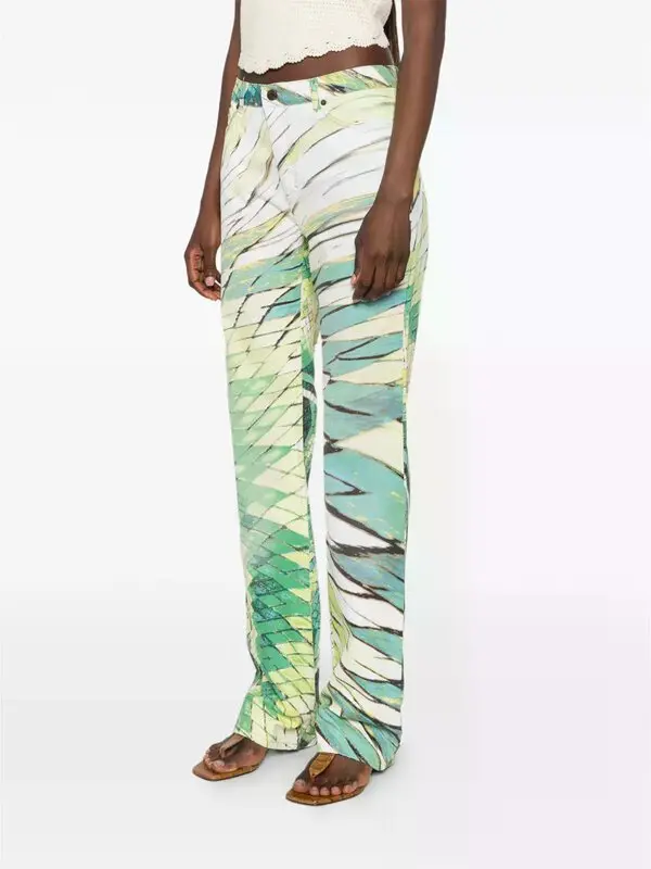 Roberto Cavalli 2000s Mosaic Print Straight Leg Trousers