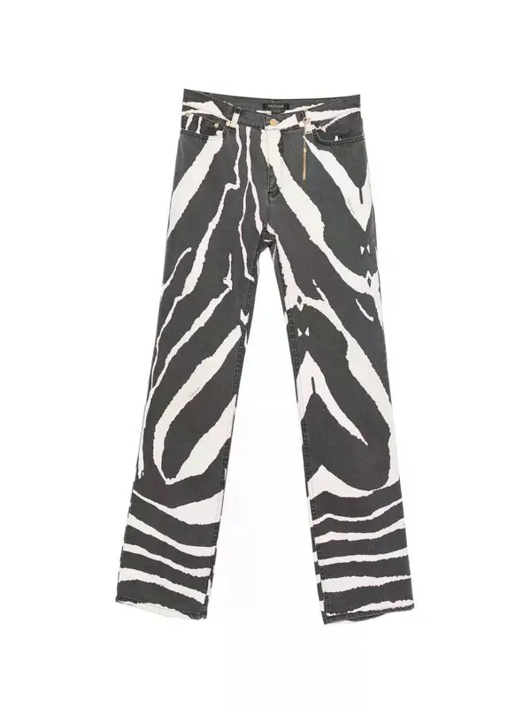 Roberto Cavalli 2000s Zebra-print Jeans - Black