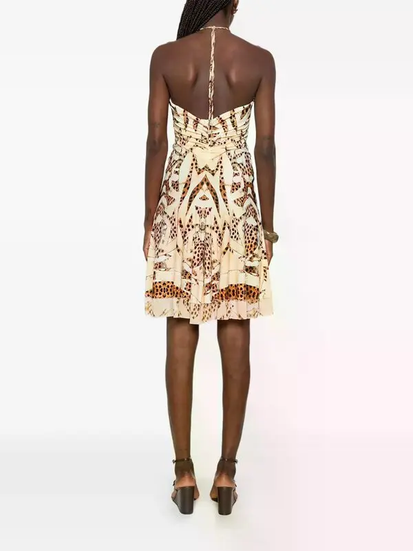 Roberto Cavalli 2000s Leopard-print Halter-neck Mini Dress