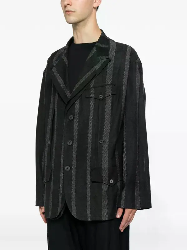 Yohji Yamamoto Stripe-pattern Notched-lapel Blazer