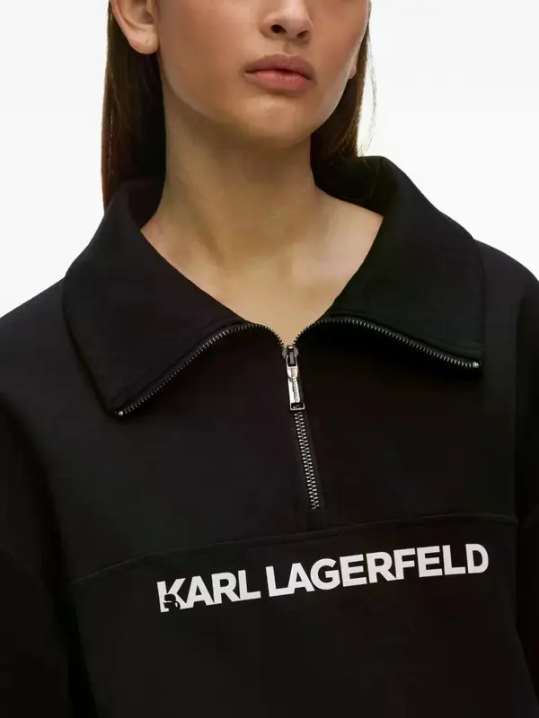 Karl Lagerfeld Logo-print Quarter-zip Sweater