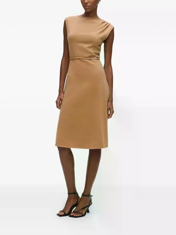 Karl Lagerfeld Belted Pleated-shoulder Midi Dress