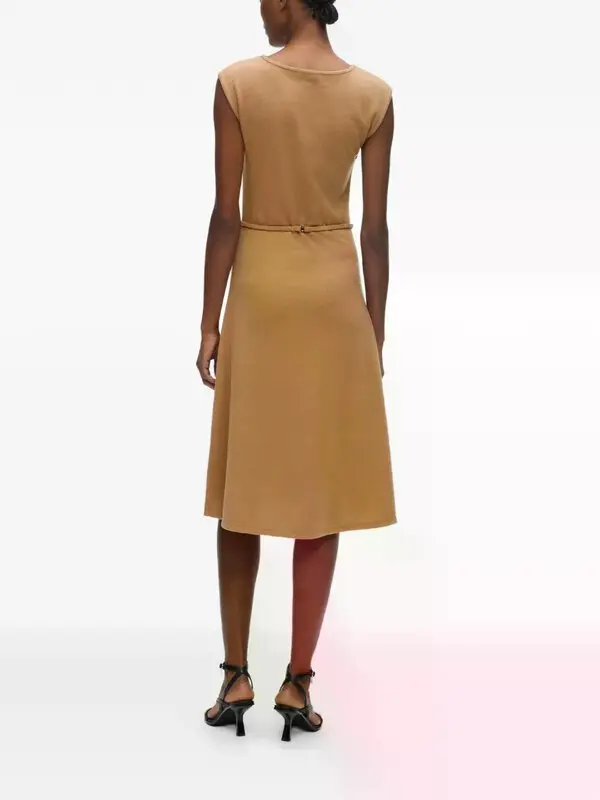 Karl Lagerfeld Belted Pleated-shoulder Midi Dress